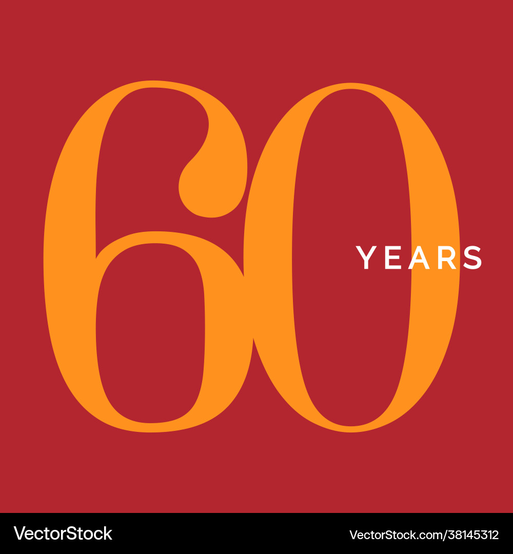Sixty years symbol sixtieth birthday emblem Vector Image