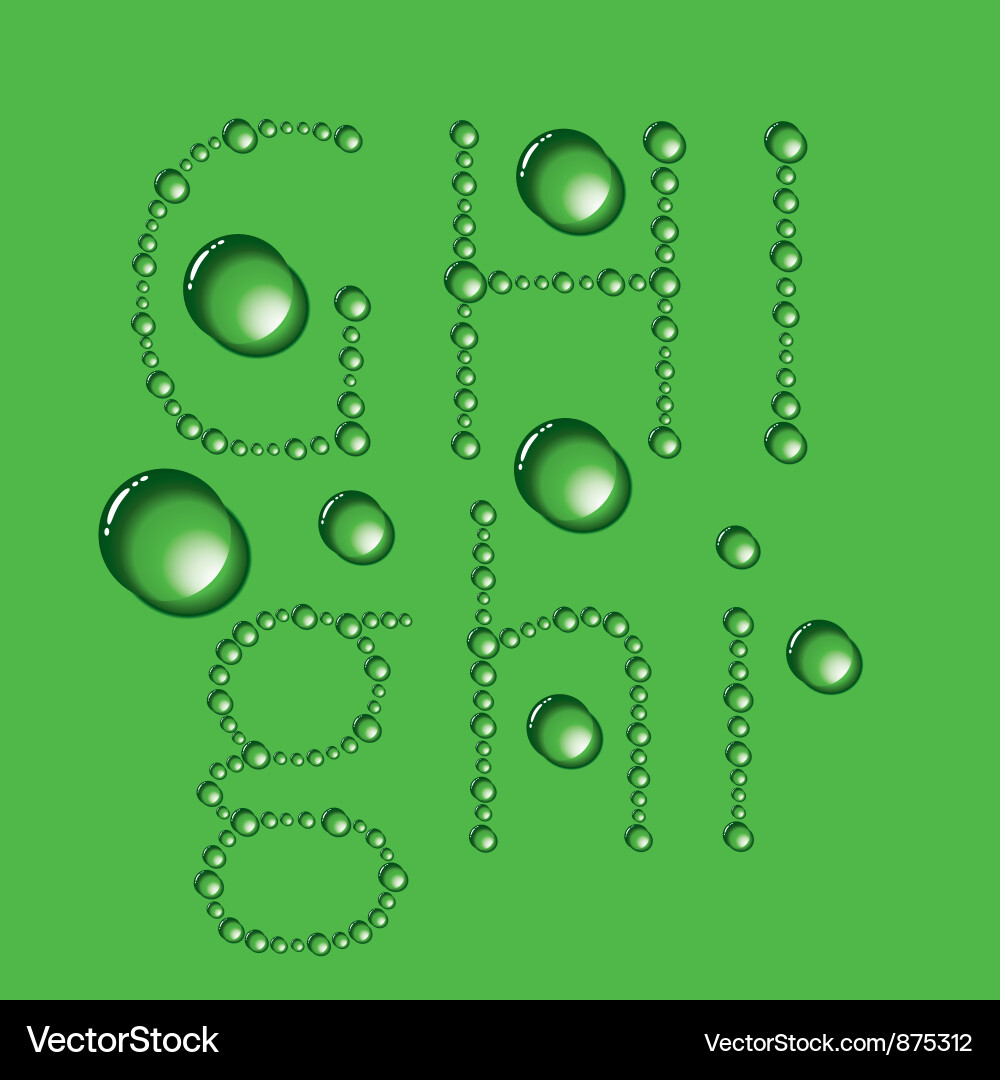Water drop letters on green new 03 Royalty Free Vector Image