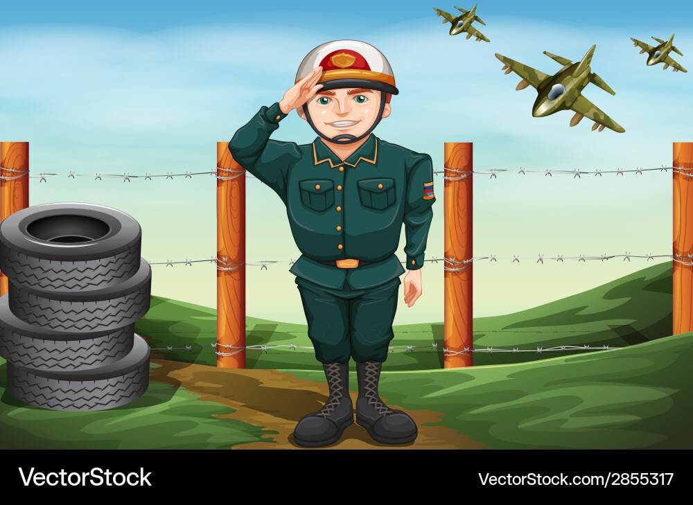 A brave soldier doing hand salute Royalty Free Vector Image