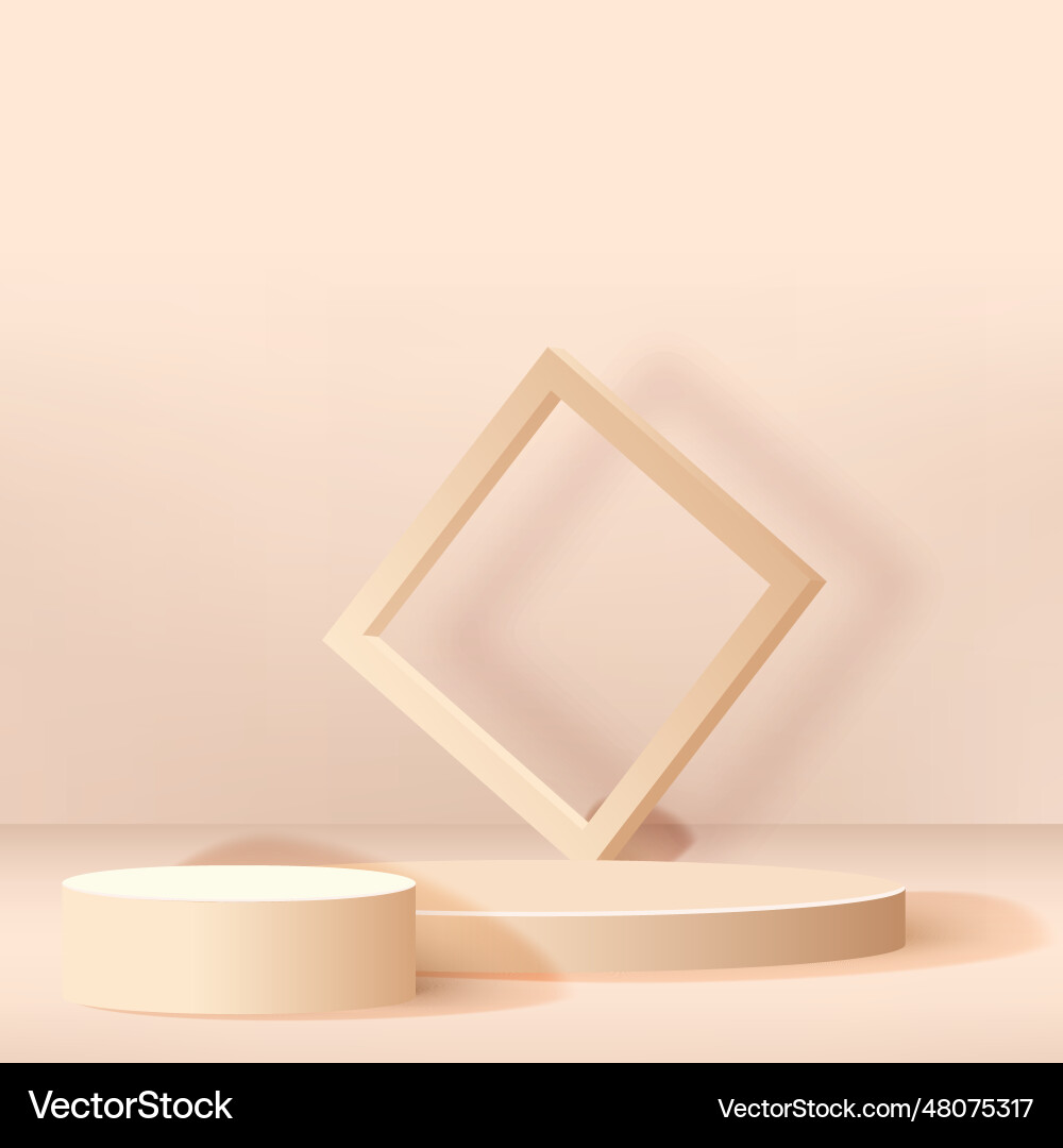Abstract background with cream color geometric 3d Vector Image