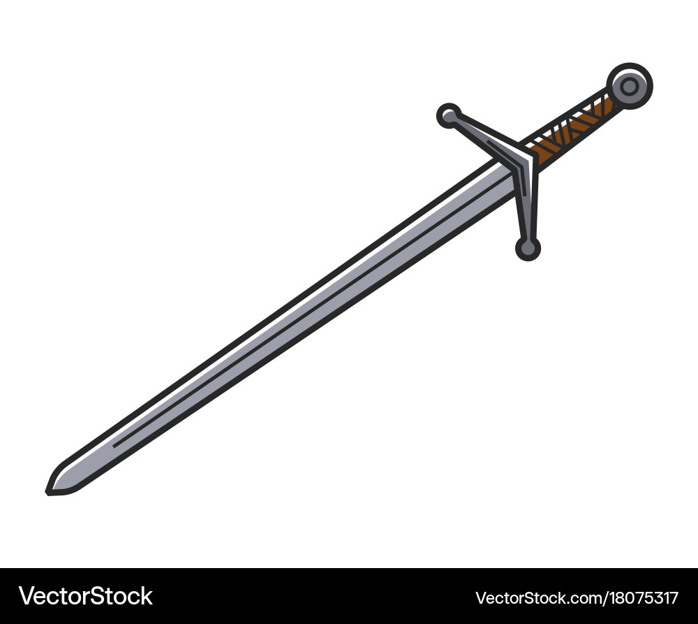 Ancient sword made steel with carved handle Vector Image