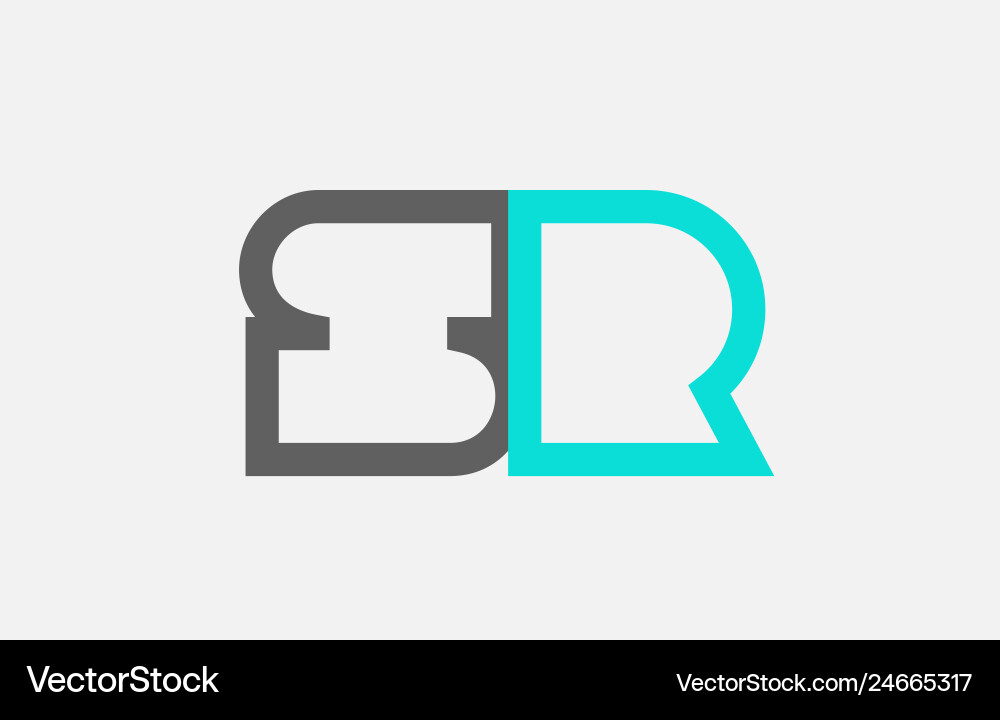 Blue grey alphabet letter sr s r combination Vector Image