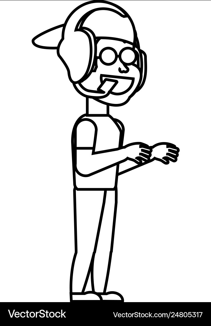 Boy with headphone avatar character Royalty Free Vector