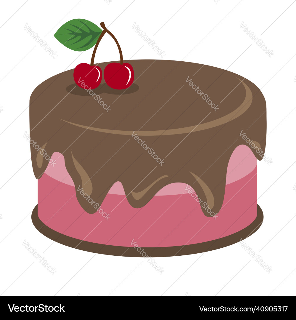 Cream choco cherry cake tasty with topping Vector Image