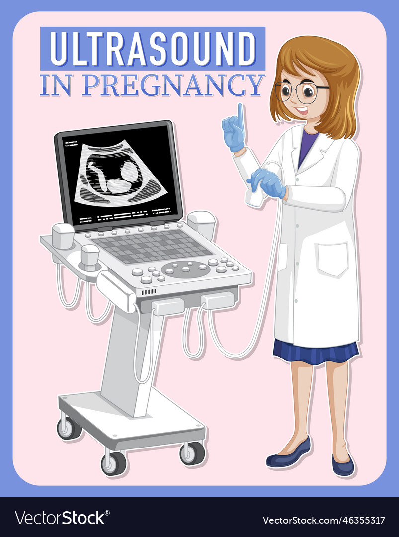 Doctor Using Ultrasound Scanning Machine Vector Image