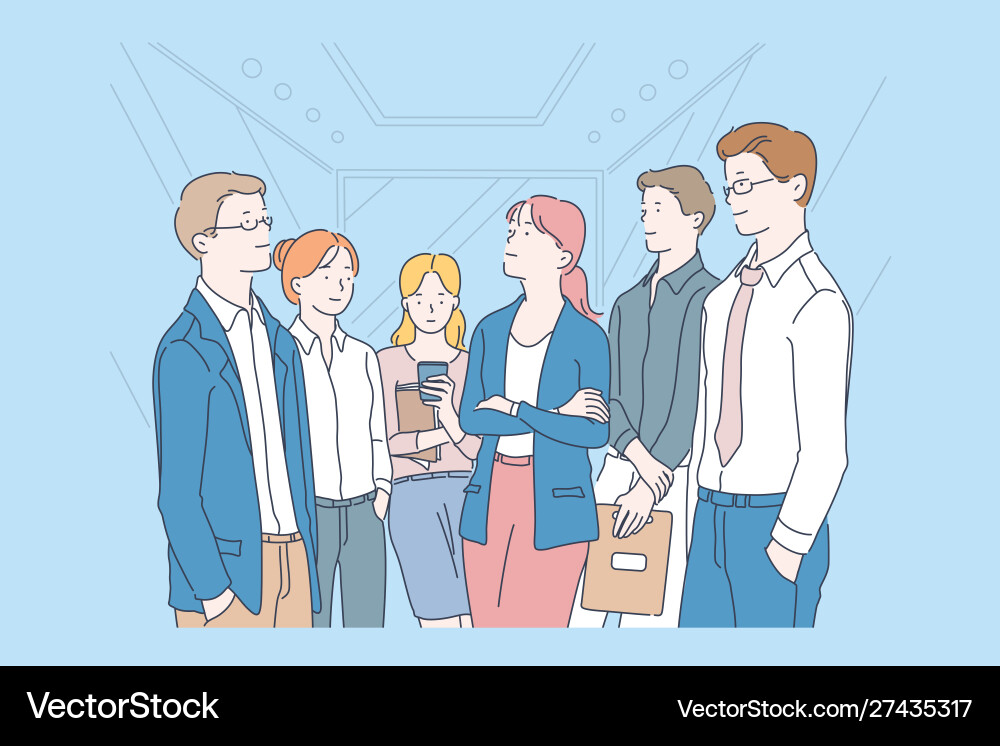 Lift waiting together team concept Royalty Free Vector Image