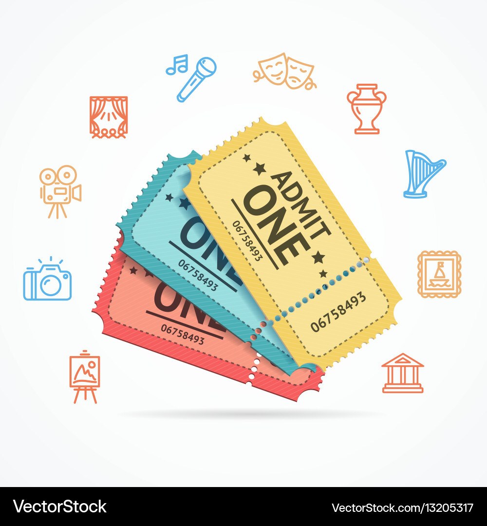 Museum and theater tickets set Royalty Free Vector Image