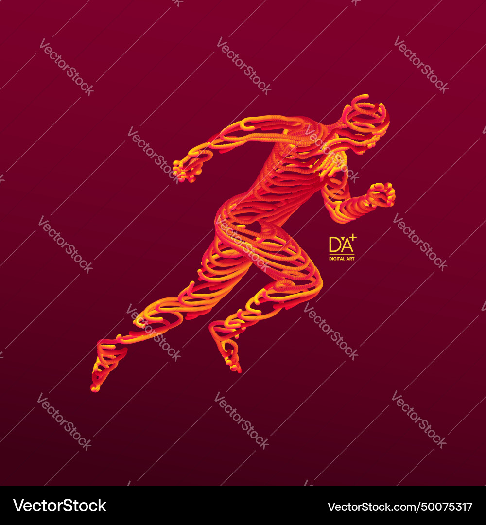 Running man emblem for marathon and jogging 3d Vector Image