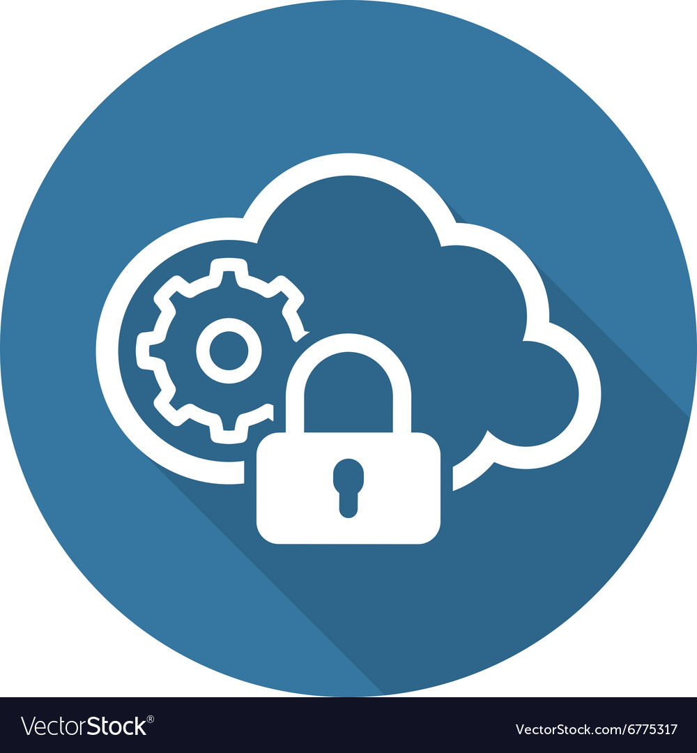 Secured cloud processing icon flat design Vector Image