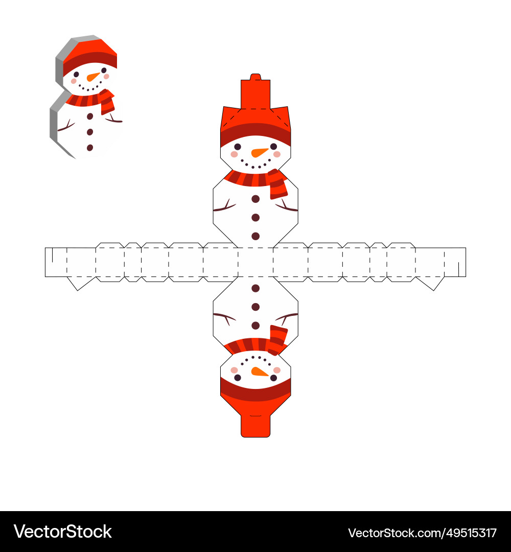 Simple packaging favor box snowman design Vector Image