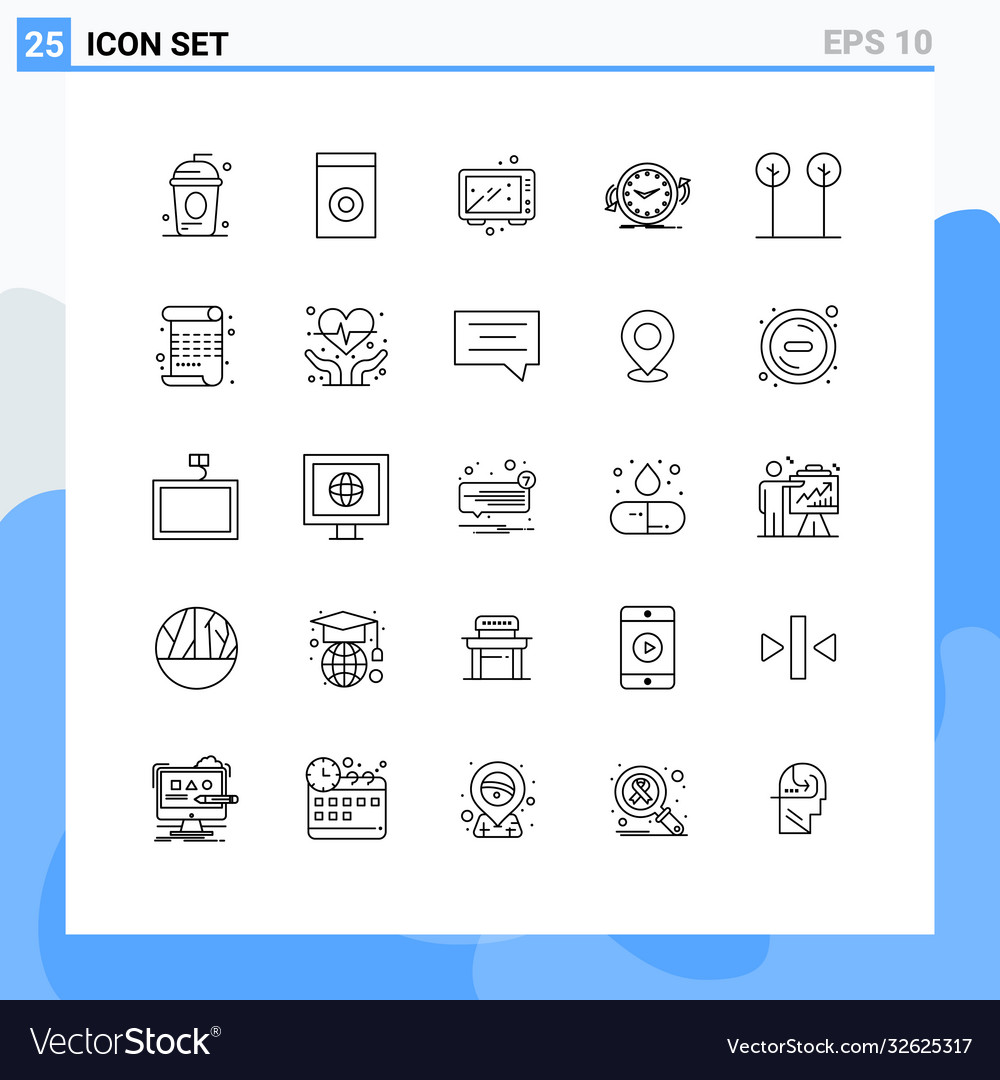 Stock icon pack 25 line signs and symbols for Vector Image
