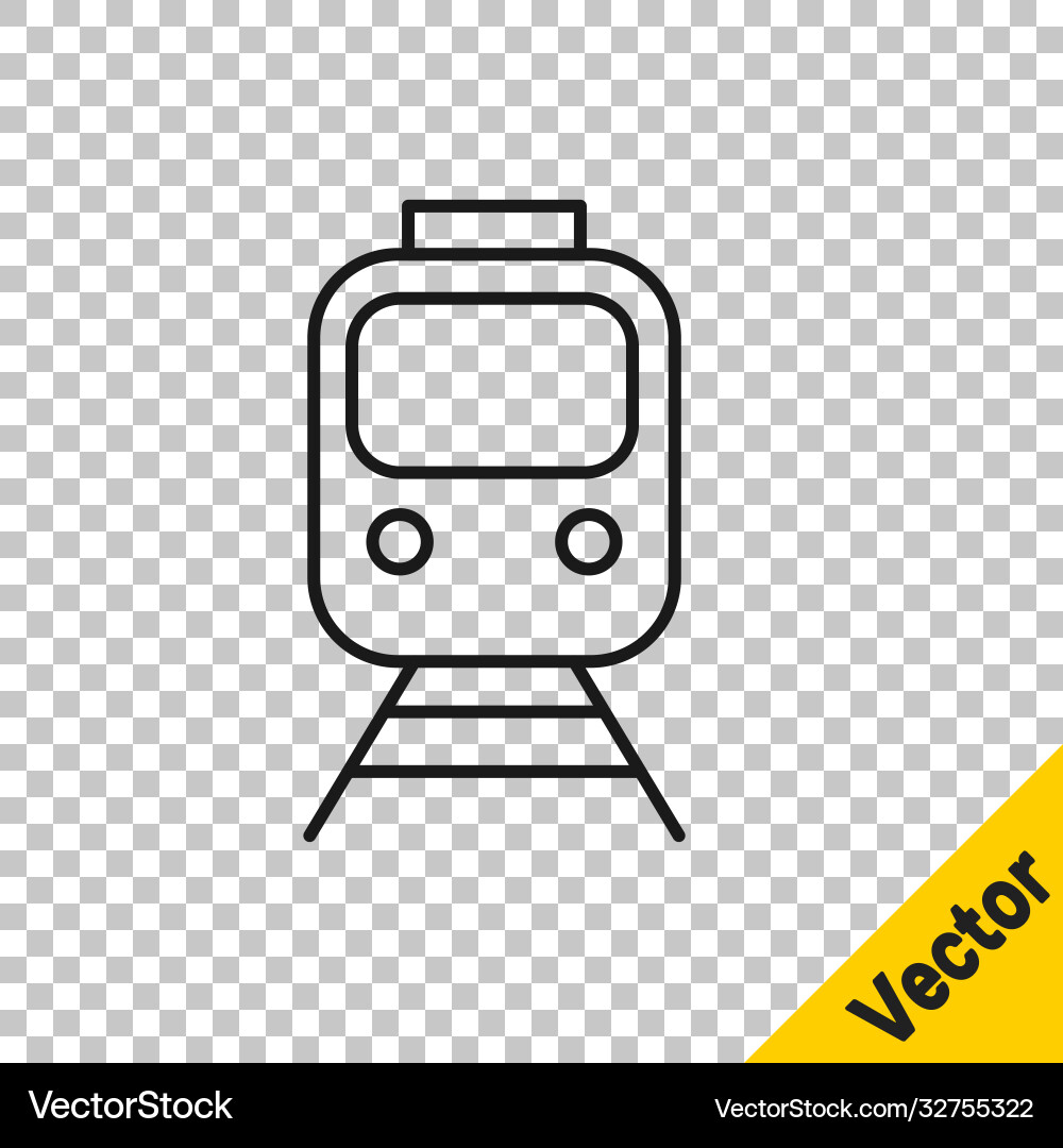 Black line train and railway icon isolated Vector Image