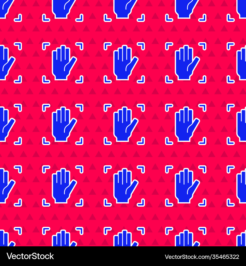 Blue palm print recognition icon isolated seamless