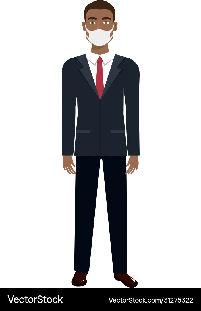 Businessman afro using face mask isolated icon Vector Image
