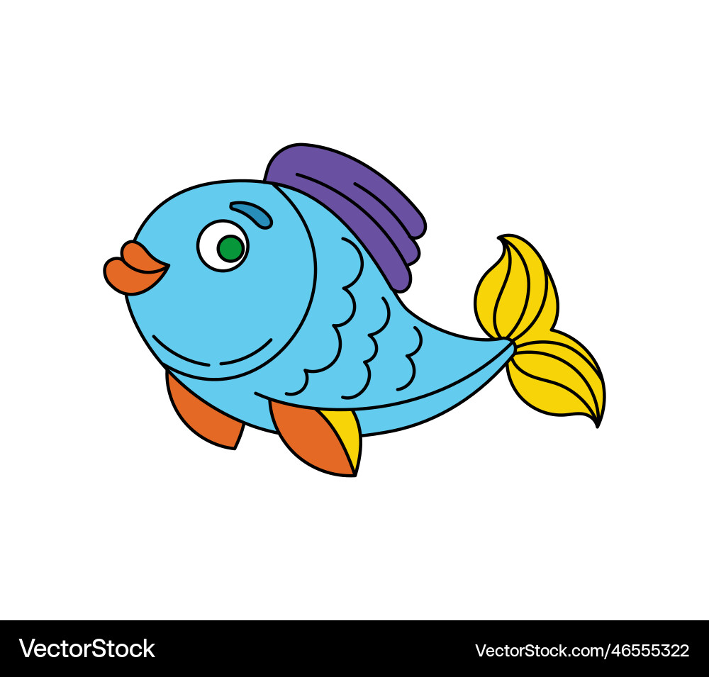 Doodle fish color isolated on a white background Vector Image