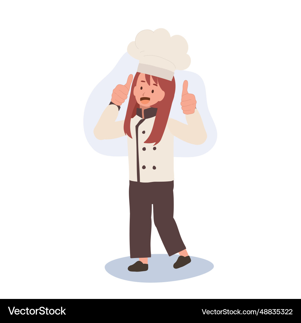 Happy kid chef giving approval sign Royalty Free Vector