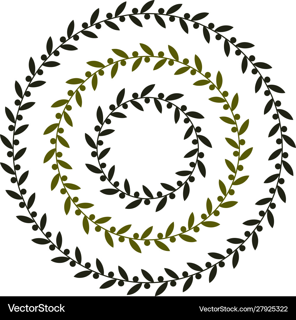 Isolated round green olive branch logo Royalty Free Vector