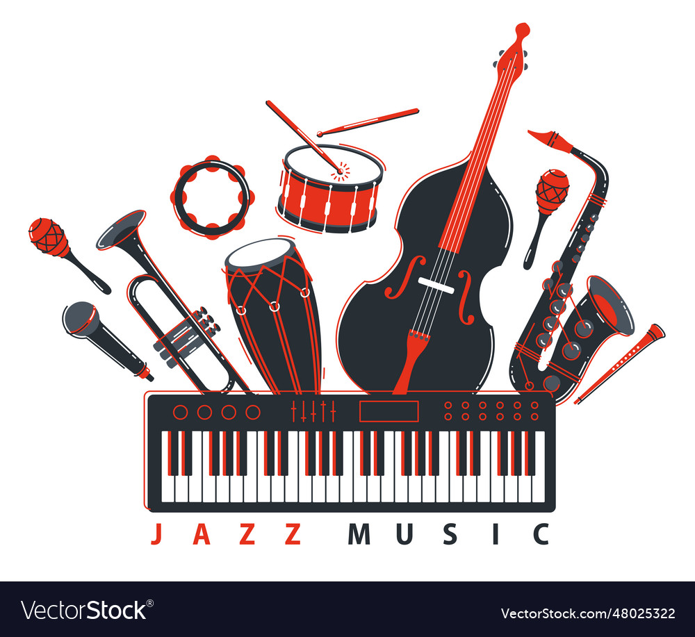 Jazz music band concept different instruments Vector Image
