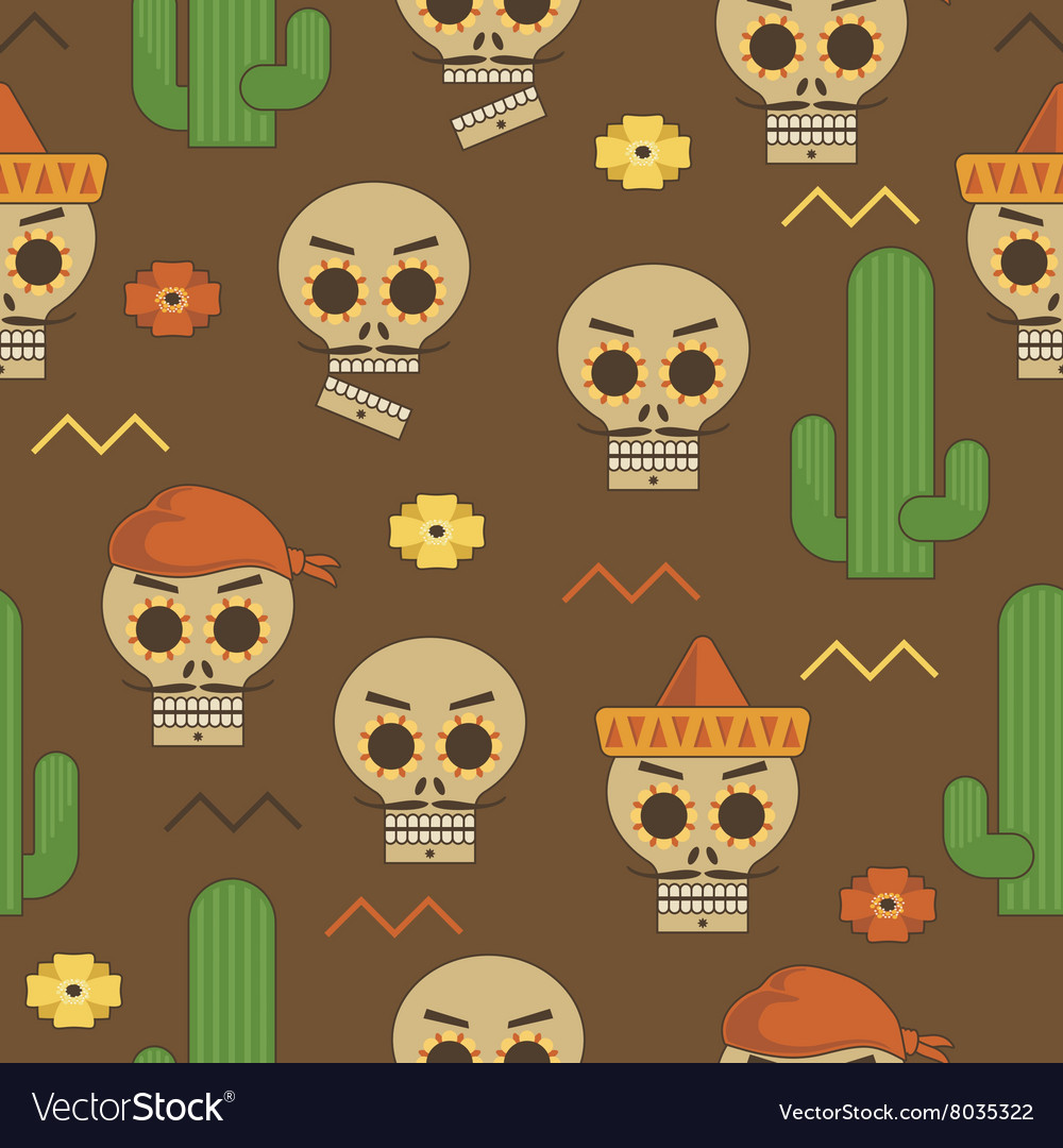 Mexican skull pattern Royalty Free Vector Image