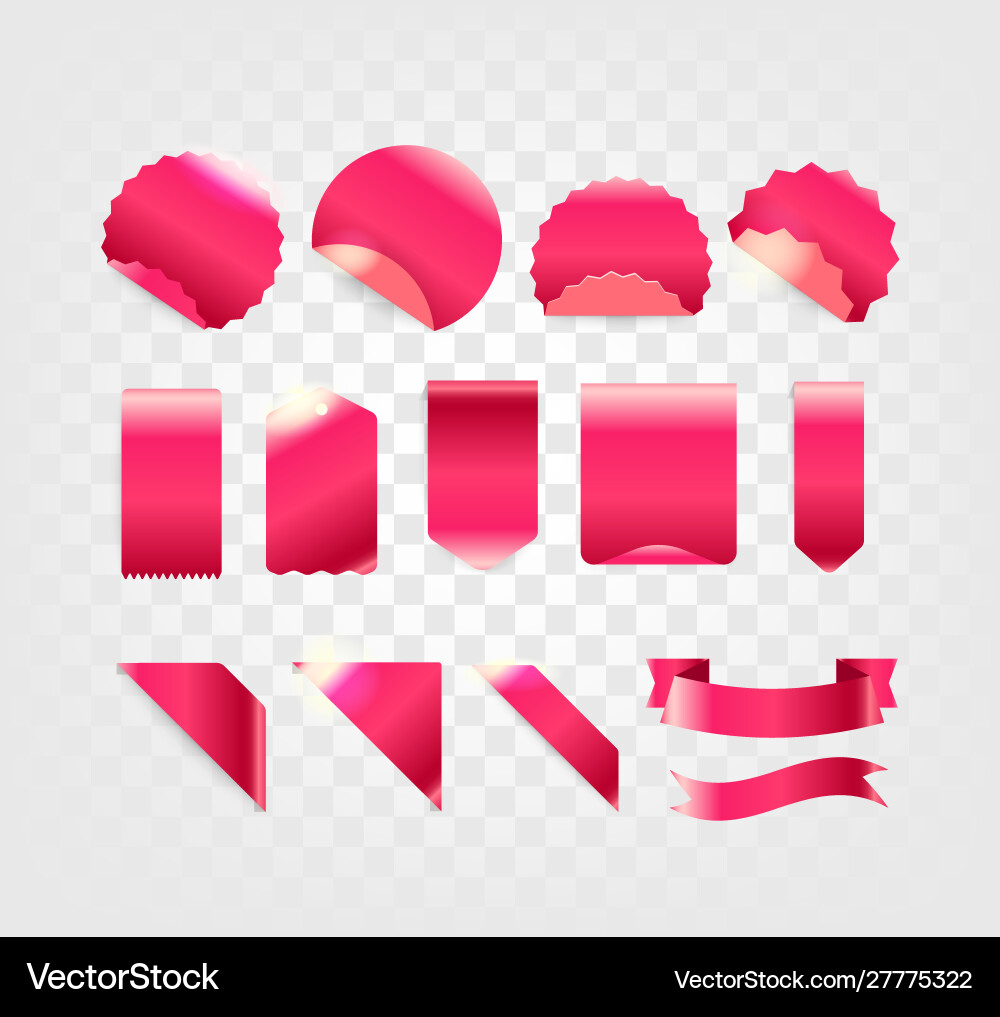 Red tags and ribbons collection isolated Vector Image