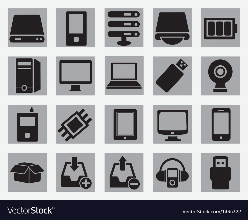 Set computer hardware icons Royalty Free Vector Image