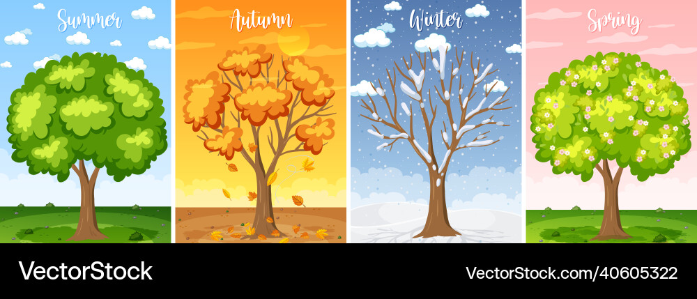 Set of four seasons backgrounds Royalty Free Vector Image