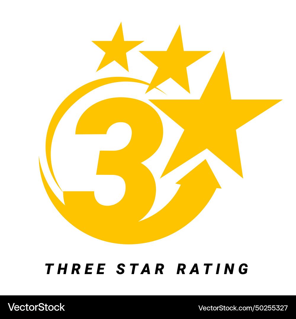 3 star rating three symbol or emblem Royalty Free Vector