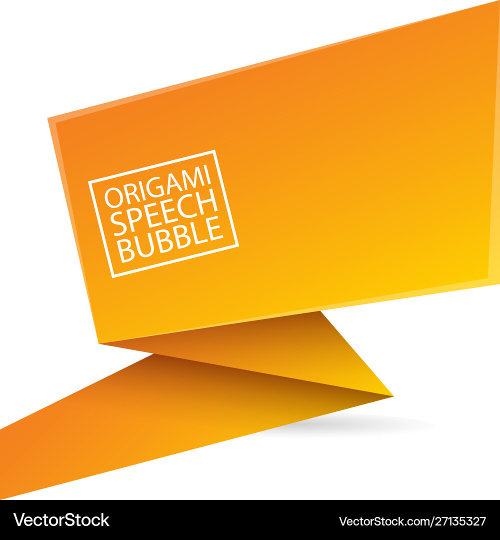Abstract orange origami speech bubble or banner Vector Image