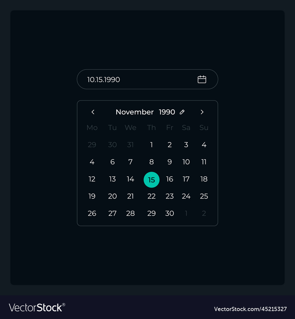 Calendar date picker ui element template Vector Image Calendar date picker ui element template Vector Image