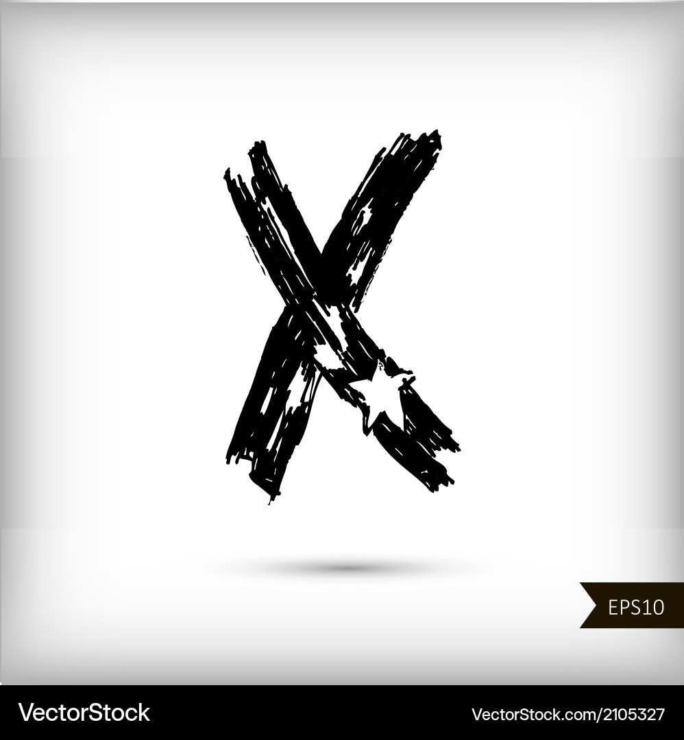 Calligraphic watercolor letter x Royalty Free Vector Image