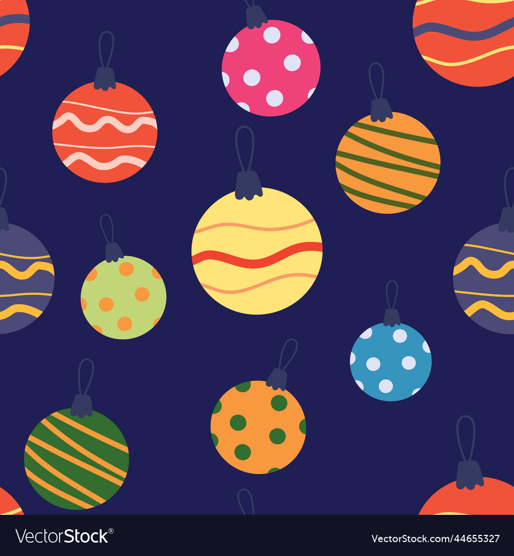 Christmas seamless pattern retro balls toys Vector Image