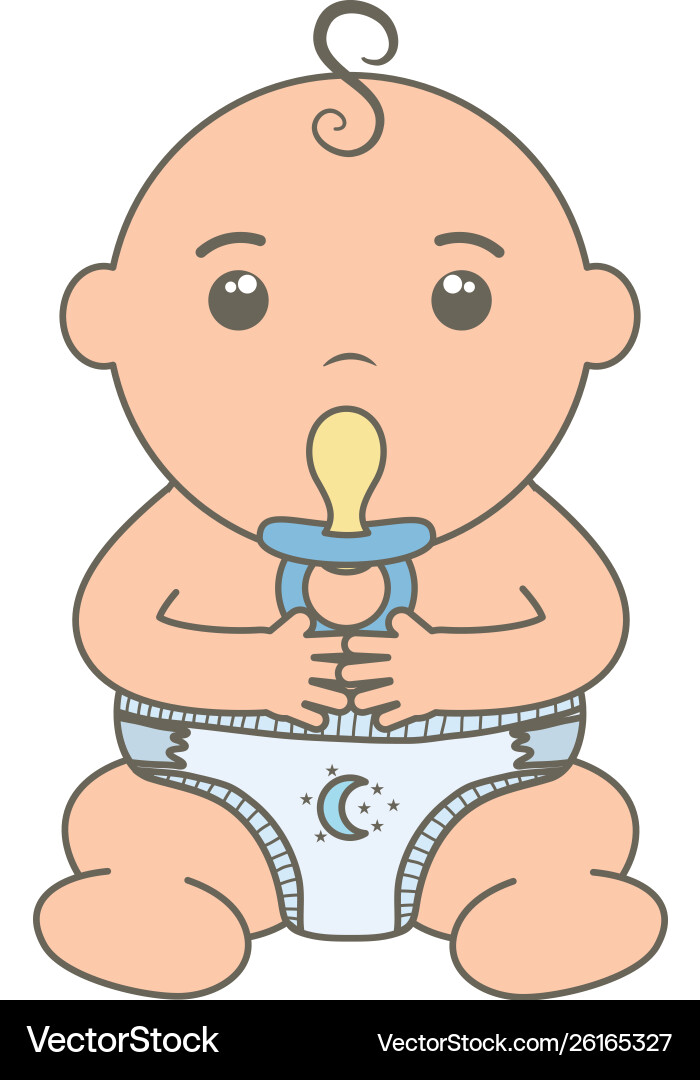 Cute little baby boy with pacifier Royalty Free Vector Image