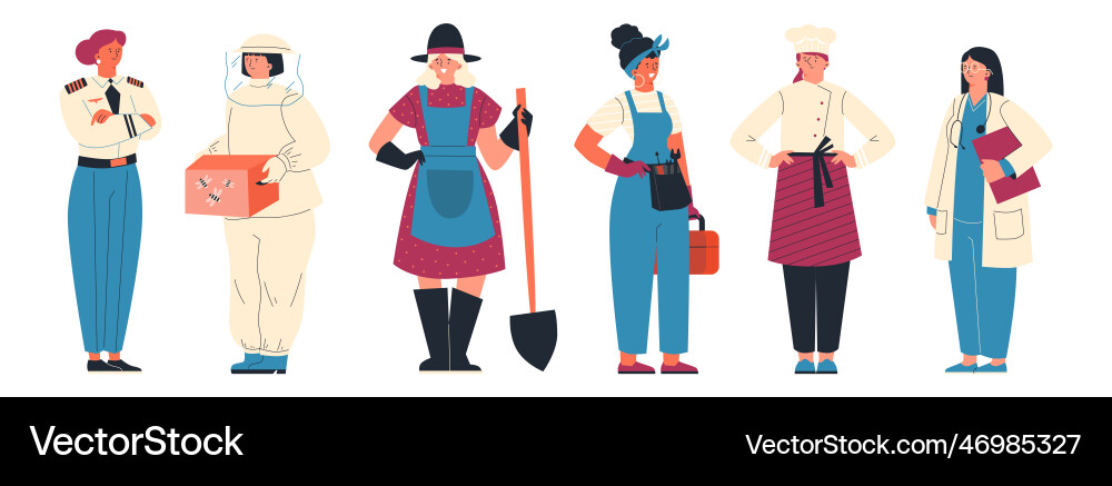 Female occupations and professions flat cartoon Vector Image