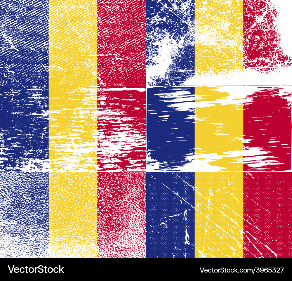 Flag of romania with old texture Royalty Free Vector Image