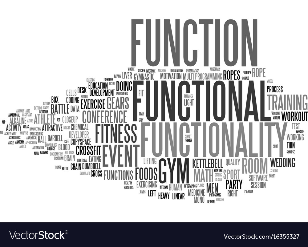 Functionality word cloud concept Royalty Free Vector Image