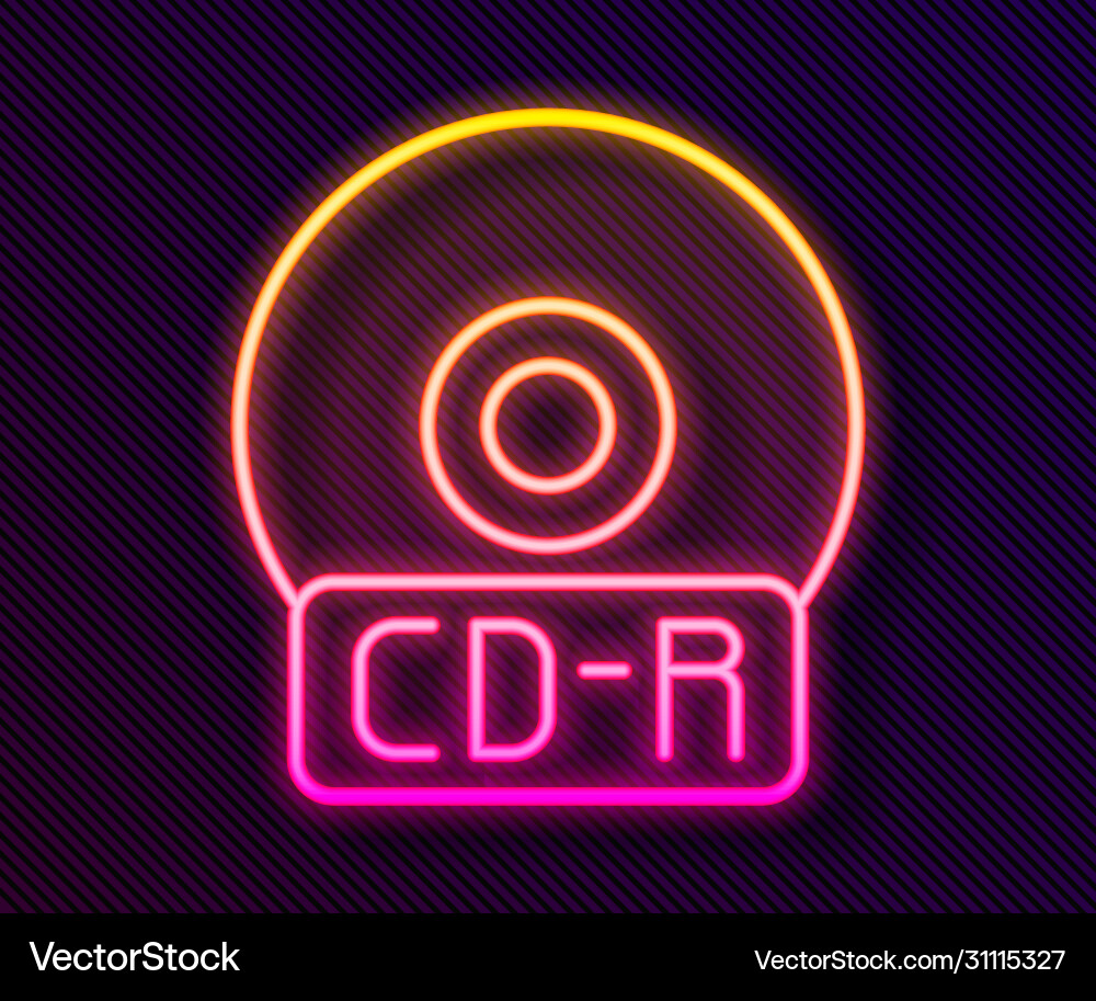 Glowing neon line cd or dvd disk icon isolated Vector Image
