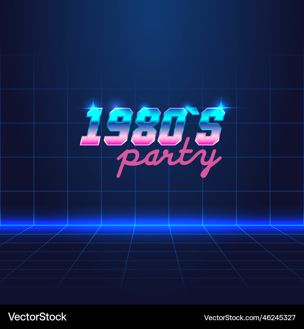 Headline signboard text 1980s party Royalty Free Vector