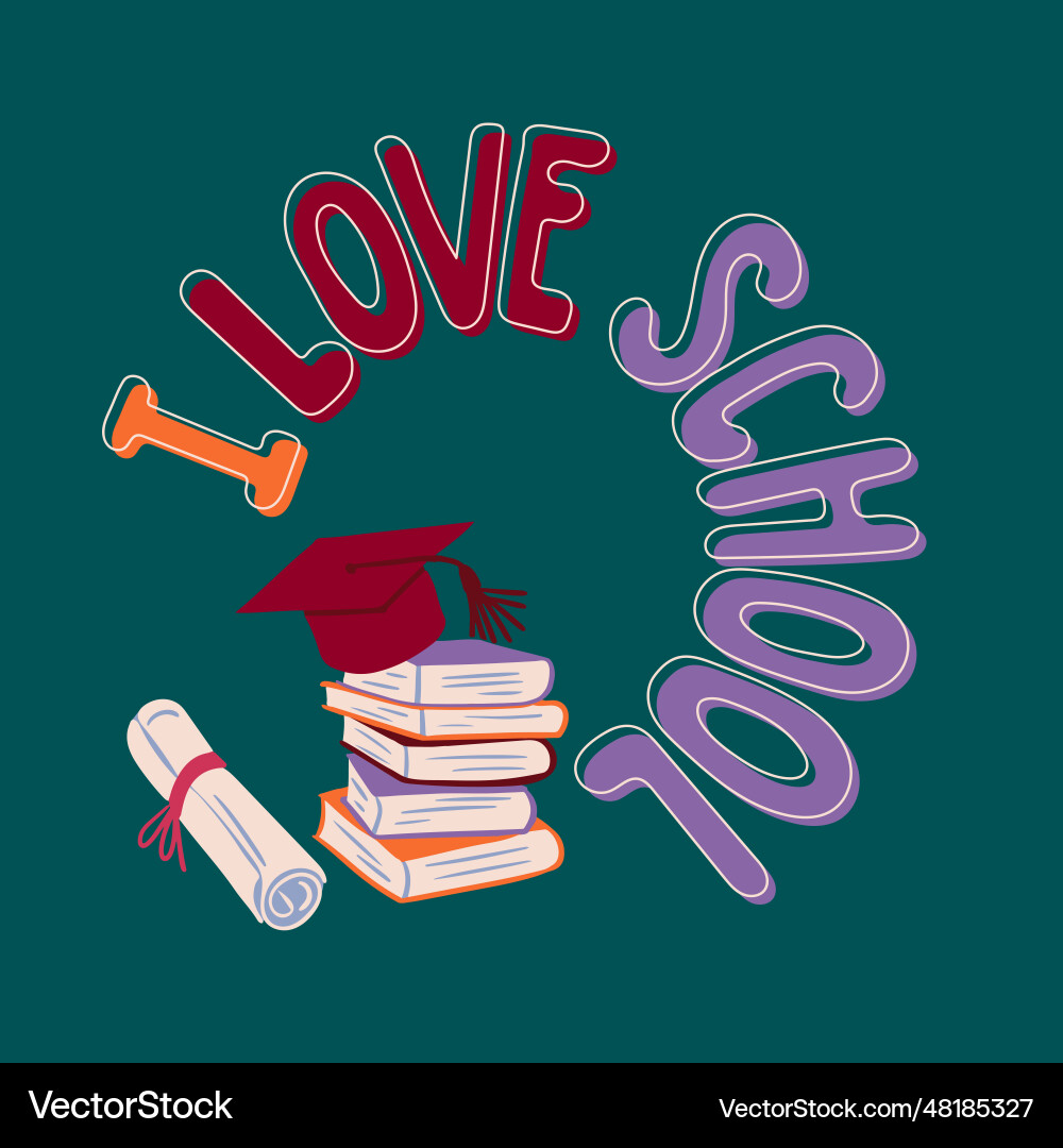I love school concept on blackboard Royalty Free Vector