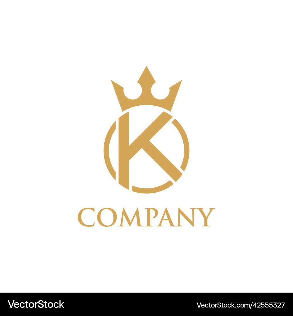 K with crown logo design template inspiration Vector Image