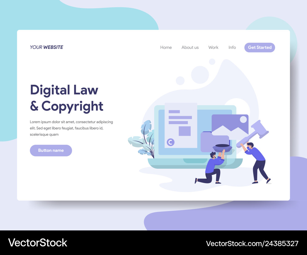 Landing page template digital law and Royalty Free Vector