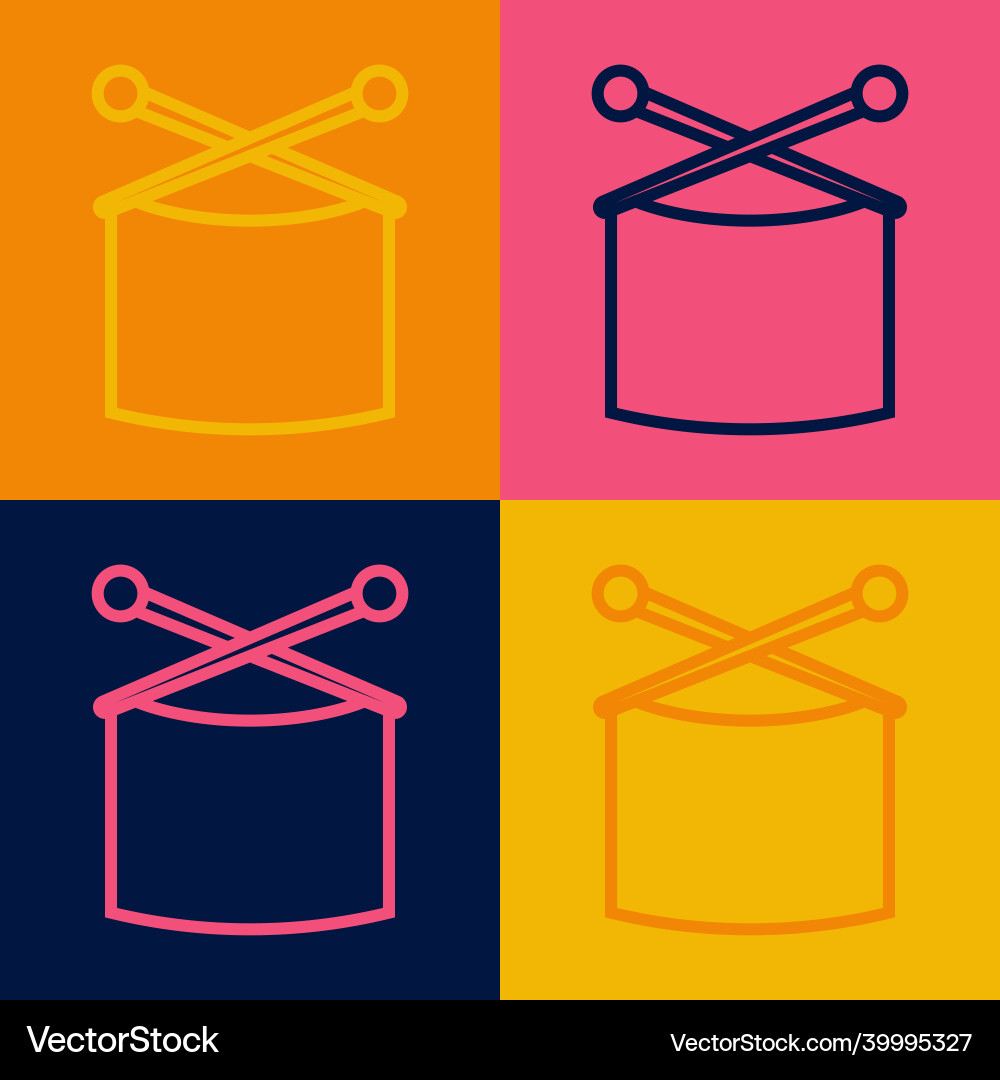 Pop art line knitting needles icon isolated Vector Image