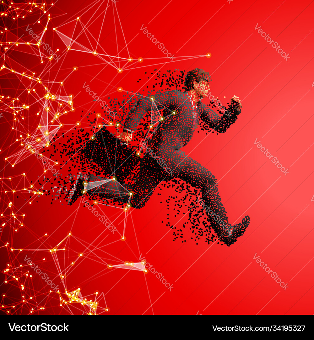 Running businessman with case made scattered Vector Image