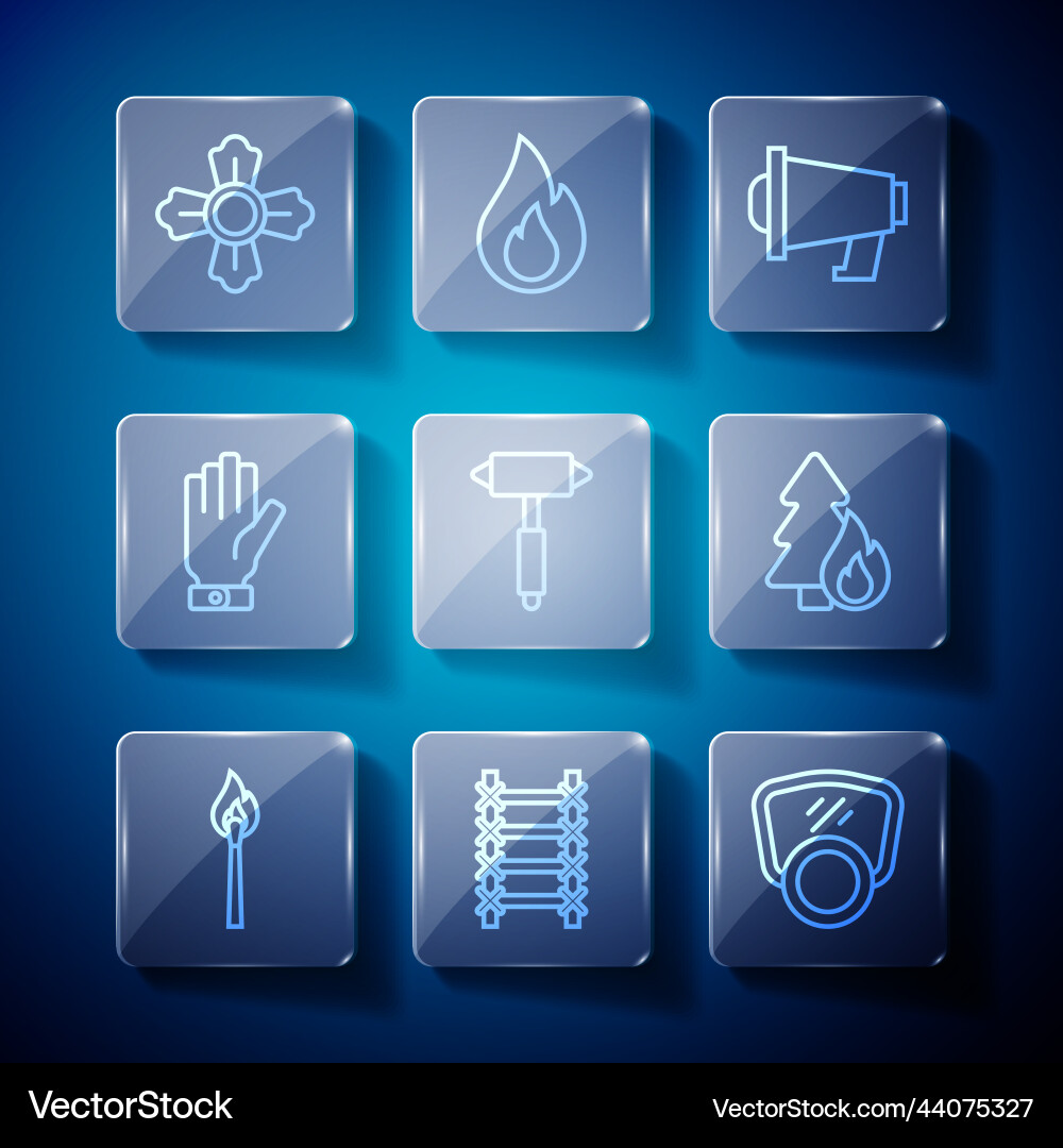 Set line burning match with fire fire escape gas Vector Image