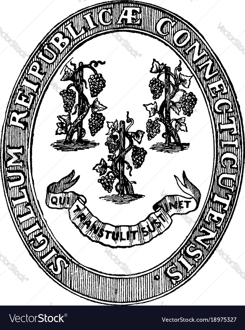 State Seal Connecticut Vintage Royalty Free Vector Image
