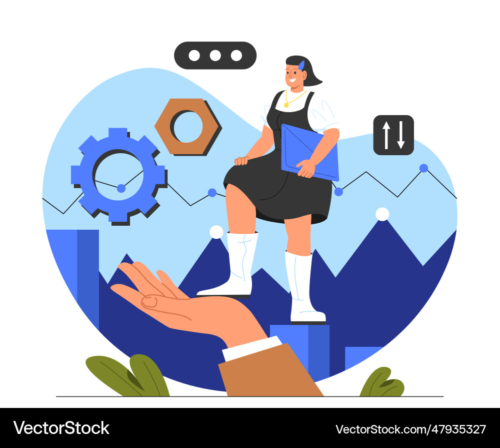 Woman with business support concept Royalty Free Vector