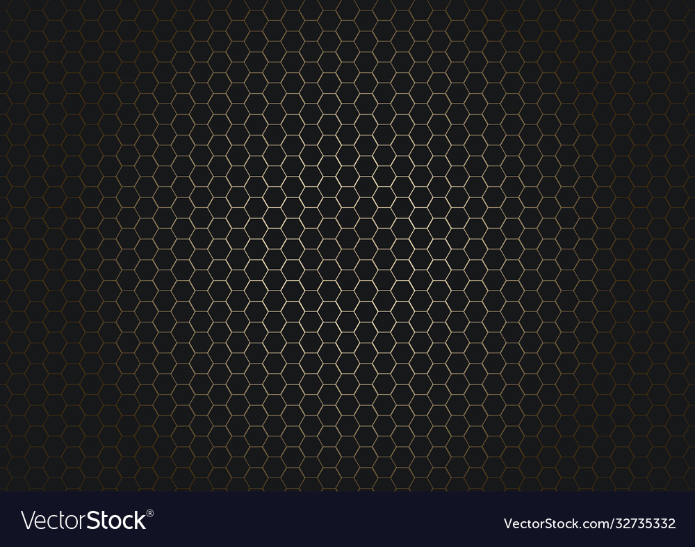 Abstract black hexagon pattern on glowing gold Vector Image Abstract black hexagon pattern on glowing gold Vector Image