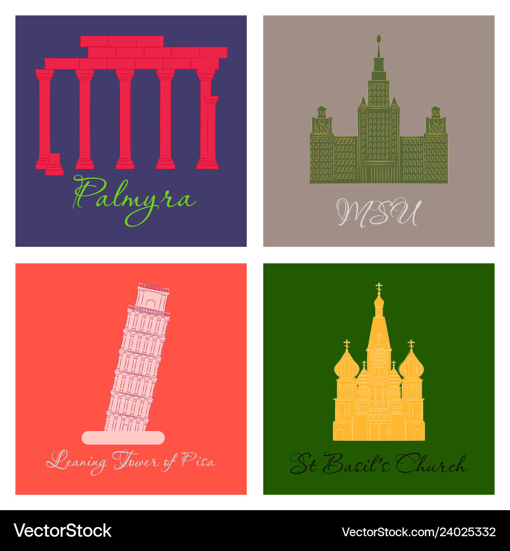 Famous place and monument around world Royalty Free Vector
