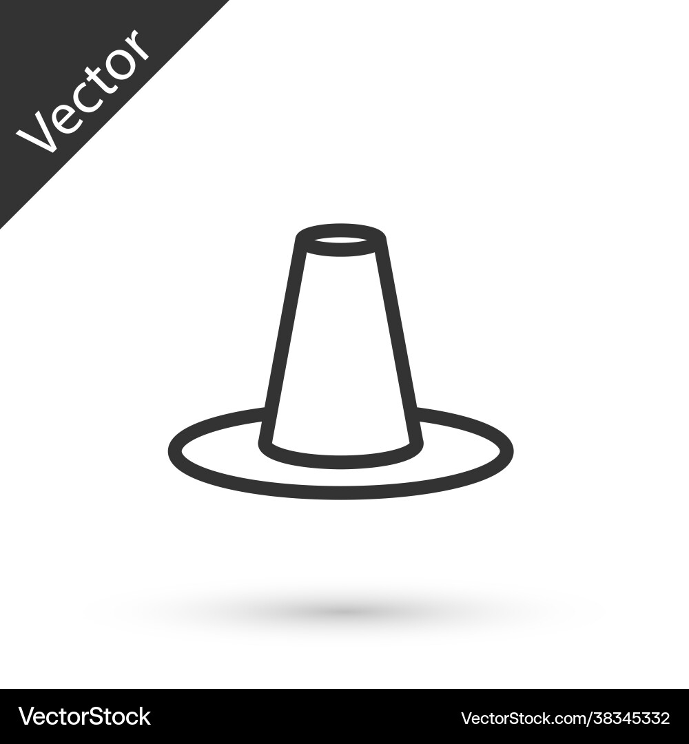 Grey line traditional korean hat icon isolated Vector Image