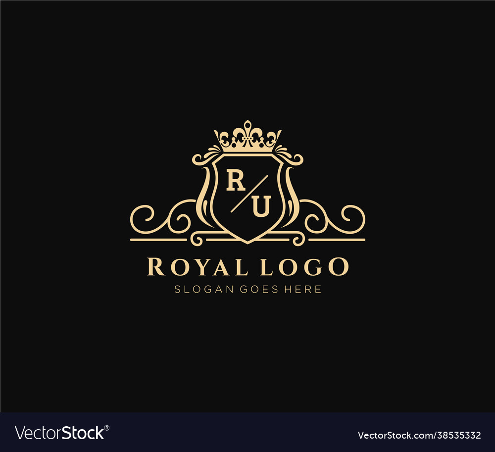 Initial ru letter luxurious brand logo template Vector Image Initial ru letter luxurious brand logo template Vector Image