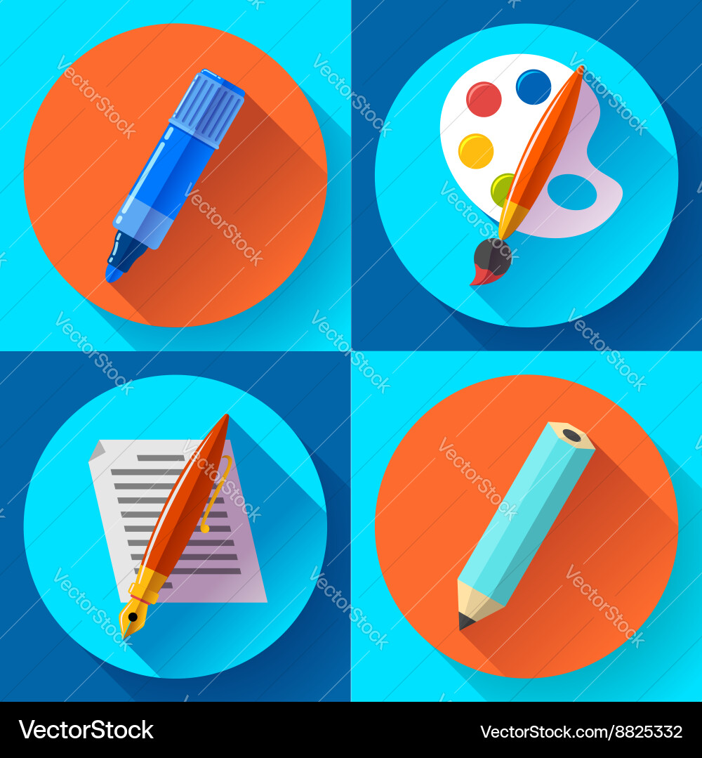 Painting and drawing icons set Royalty Free Vector Image